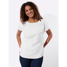 Casual Looks Damen Schlupfbluse, wei&szlig;, Gr. 52, unifarben, 50% Baumwolle, 50% Polyester, Blusen