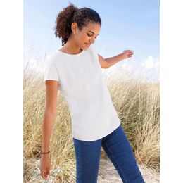 Schlupfbluse Casual Looks, Damen, Gr. 36, ecru, 50% Baumwolle, 50% Polyester, unifarben, Rundhals, Blusen Schlupfbluse