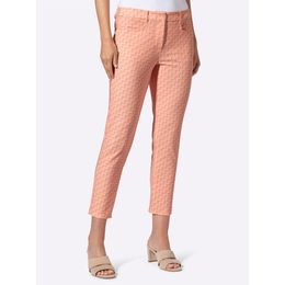Heine Damen Webhose, rosa, Gr. 44, bedruckt, gemustert, mehrfarbig, 88% Polyamid, 12% Elasthan, Hosen