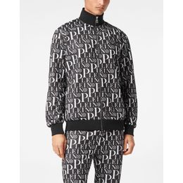 Philipp Plein Herren Yoga-Sweatjacke "Philipp Plein Tm", schwarz-wei&szlig;, Gr. L, Obermaterial: 100% Polyester, Sweatjacken