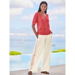 Heine Damen Ajourpullover "Ajour-Pullover"grapefruit, Gr. 36, unifarben, 100% Baumwolle, Pullover
