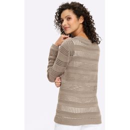 Heine Damen Ajourpullover "Pullover", beige, Gr. 38, unifarben, 100% Baumwolle, Pullover