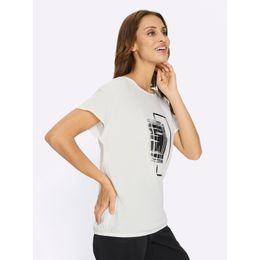 Inspirationen Damen Schlupfbluse, wei&szlig;, Gr. 44, bedruckt, gemustert, 100% Viskose, Blusen