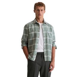 Marc O'Polo MARC O'POLO Herren Langarmhemd "aus weichem Bio-Baumwoll-Twill"dunkelblau, Gr. M, kariert, Obermaterial: 100% Baumwolle, Hemden