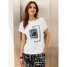 Schlupfbluse Inspirationen, Damen, Gr. 50, wei&szlig;, schwarz, bedruckt, 100% Viskose, bedruckt, gemustert, Rundhals, Blusen Schlupfbluse