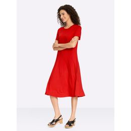 Heine Damen Jerseykleid "Jersey-Kleid", rot, Gr. 48, unifarben, Jersey, 95% Viskose, 5% Elasthan, Kleider