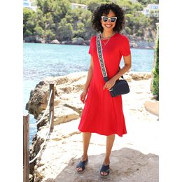 Heine Damen Jerseykleid "Jersey-Kleid", rot, Gr. 36, unifarben, Jersey, 95% Viskose, 5% Elasthan, Kleider