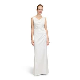 Vera Mont Damen Abendkleid "Damen mit Raffung", weiß, Gr. 42, Satin, Obermaterial: 96% Polyester, 4% Elasthan, Kleider, Raffung