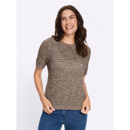Strickpullover Inspirationen "Baumwoll-Pullover", Damen, Gr. 36, taupe, schoko, gemustert, 100% Baumwolle, gemustert, mehrfarbig, Pullover Strickpullover