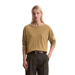 Marc O'Polo MARC O'POLO Damen Langarmshirt "aus Slub Jersey", braun, Basic, Gr. L, unifarben, Obermaterial: 100% Baumwolle, Shirts