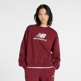 New Balance Damen Sweatshirt "Sport Essentials French Terry Logo Crew"monarch burgundy (611), Gr. XS, Obermaterial: 60% Baumwolle, 40% Polyester,
