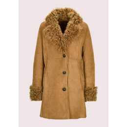 Madeleine Mode MADELEINE Damen Langmantel "Lammfellmantel Luxuriöser Wintermantel für kalte Tage"caramel, Gr. 42, Obermaterial: 100% Lammnappaleder LANA., Mäntel