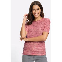 Inspirationen Damen Ajourpullover "Baumwoll-Pullover", pink, Gr. 40, gemustert, meliert, 100% Baumwolle, Pullover