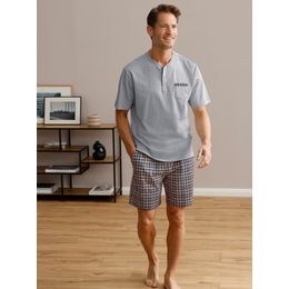 w&auml;schepur Shorty W&Auml;SCHEPUR, Herren, Gr. 48/50, hellgrau, kirsche, kariert, 100% Baumwolle, Homewear-Sets Shorty
