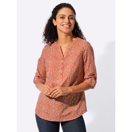 Inspirationen Damen Schlupfbluse, orange, Gr. 36, gemustert, mehrfarbig, 100% Baumwolle, Blusen