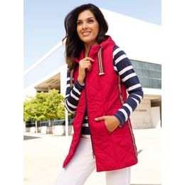 Classic Basics Damen Longweste, rot, Gr. 50, unifarben, 100% Polyester, Wattierung:100% Polyester, Westen