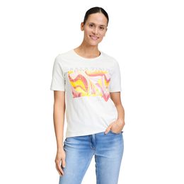 Betty Barclay Damen Kurzarmshirt "Damen mit Placement", beige, Gr. 40, Jersey, Obermaterial: 95% Baumwolle, 5% Elasthan, Shirts, Glitzersteine