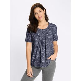 Kurzarmshirt Classic Basics "Kurzarm-Shirt", Damen, Gr. 44, marine, wei&szlig;, bedruckt, 100% Baumwolle, gemustert, mehrfarbig, Rundhals, Shirts