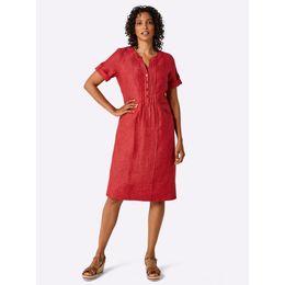 Damen Sommerkleid "Leinen-Kleid"rot, meliert, Gr. 40, CREATION L PREMIUM, unifarben, Web, 100% Leinen, Kleider