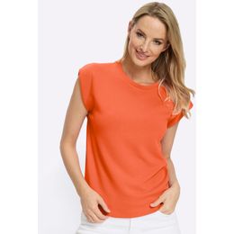 T-Shirt Heine "Shirt", Damen, Gr. 34, orange, 50% Modal, 44% Polyester, 6% Elasthan, unifarben, Rundhals, Shirts T-Shirt