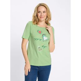 Kurzarmshirt Classic Basics "Kurzarm-Shirt", Damen, Gr. 52, reseda, gr&uuml;n, 100% Baumwolle, bedruckt, gemustert, mehrfarbig, Rundhals, Shirts