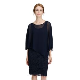 Vera Mont Damen Cocktailkleid "Damen mit Spitze", blau, festlich, Gr. 36, Chiffon, Obermaterial: 90% Polyamid, 10% Elasthan; Besatz: 100% Polyester;