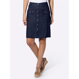 Heine Damen Sommerrock, blau, Gr. 46, unifarben, 55% Leinen, 45% Viskose, R&ouml;cke