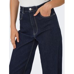 Only Damen High-waist-Jeans "ONLJUICY-WAUW HW WIDE DNM GUA334 NOOS", blau, Gr. S, unifarben, Denim/Jeans, Obermaterial: 64% Baumwolle, 31% Polyester,
