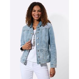Inspirationen Damen Jeansjacke, blau, Gr. 54, unifarben, 99% Baumwolle, 1% Elasthan, Jacken