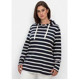 sheego Damen Langarmshirt "Langarmshirt", blau, Gr. 40, gemustert, gestreift, 100% Baumwolle, Shirts