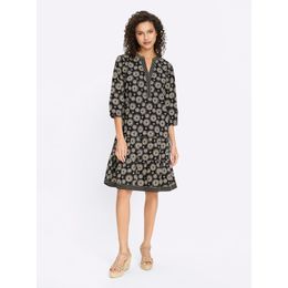 Heine Damen Druckkleid "Druck-Kleid"schwarz, sand, bedruckt, Gr. 46, bedruckt, gemustert, mehrfarbig, 100% Baumwolle, Kleider