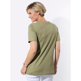 Classic Basics Damen Rundhalsshirt "Longshirt", gr&uuml;n, Gr. 44, unifarben, 100% Baumwolle, Shirts