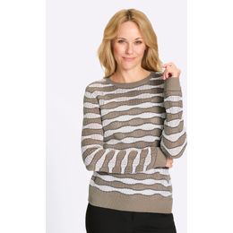 Classic Basics Damen Ajourpullover "Ajour-Pullover"sesam, ecru, gemustert, Gr. 42, gemustert, gestreift, mehrfarbig, 100% Polyacryl, Pullover