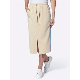 Heine Damen Jerseyrock, beige, Gr. 38, gemustert, mehrfarbig, 55% Viskose, 40% Polyester, 5% Elasthan, R&ouml;cke