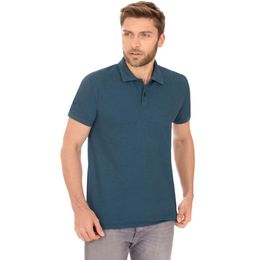 TRIGEMA Herren Poloshirt "TRIGEMA Slim Fit Poloshirt aus DELUXE-Piqu&eacute;", blau, Basic, Gr. M, 100% Baumwolle, Shirts