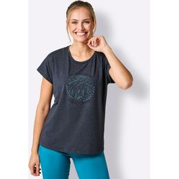 Funktionsshirt Catamaran "Freizeitshirt", Damen, Gr. 36/38, dunkelblau, meliert, 46% Baumwolle, 46% Polyester, 8% Elasthan, bedruckt, meliert, unifarben, Rundhals, Shirts Funktionsshirt