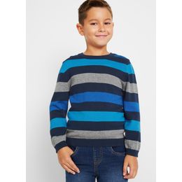 bonprix Kinder Strickpullover "Feinstrickpullover aus reiner Baumwolle", blau, Gr. 116, Obermaterial: 100% Baumwolle, Pullover, Feinstrickpullover