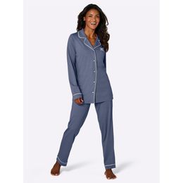 w&auml;schepur W&Auml;SCHEPUR Damen Schlafanzug, Gr. 36rauchblau, wei&szlig;, 50% Baumwolle, 50% Modal, Homewear-Sets