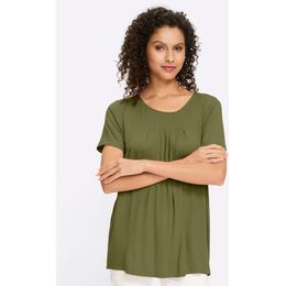 T-Shirt Heine "Shirt", Damen, Gr. 48, oliv, 95% Viskose, 5% Elasthan, unifarben, Rundhals, Shirts T-Shirt