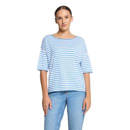 BETTY & CO BETTY & CO Damen Kurzarmshirt "Damen mit U-Boot-Ausschnitt", blau, Gr. 42, Feinstrick, Obermaterial: 50% Polyacryl, 50% Baumwolle, Shirts, Ringel