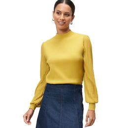 Zero Damen Strickpullover "Damen mit transparenten &Auml;rmeln", gelb, Gr. 42, unifarben, Strick, Obermaterial: 72% Viskose, 28% Polyester, Pullover,