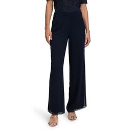 Vera Mont Damen Marlene-Hose "Damen mit weitem Bein", blau, Gr. 40, Chiffon, Obermaterial: 100% Polyester; Futter: 100% Polyester, Hosen, Nahtführung