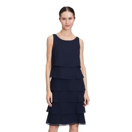 Vera Mont Damen Cocktailkleid "Damen mit Volant", blau, festlich, Gr. 38, Chiffon, Obermaterial: 100% Polyester; Futter: 100% Polyester, Kleider,