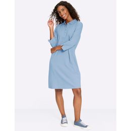 Heine Damen Shirtkleid "Polokleid", blau, Gr. 40, unifarben, 95% Baumwolle, 5% Elasthan, Kleider
