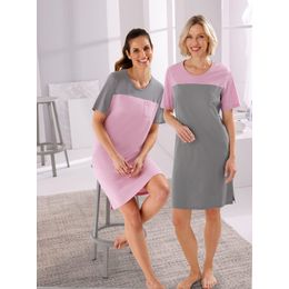 w&auml;schepur Sleepshirt W&Auml;SCHEPUR "Sleepshirts", Damen, Gr. 40/42, Normalgr&ouml;&szlig;en, ros&eacute;, steingrau, 100% Baumwolle, gemustert, gestreift, Kleider Sleepshirt