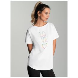 TRIGEMA Damen T-Shirt "TRIGEMA Oversized T-Shirt mit bunten Printmotiven", wei&szlig;, Basic, Gr. L, 100% Baumwolle, Shirts