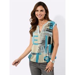 Inspirationen Damen Blusentopt&uuml;rkis, sand, bedruckt, Gr. 40, bedruckt, gemustert, mehrfarbig, 100% Viskose, Blusen