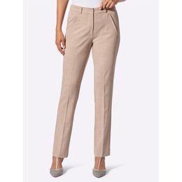 CLASSIC Damen B&uuml;gelfaltenhose, beige, Gr. 42, meliert, 49% Polyester, 48% Viskose, 3% Elasthan, Hosen
