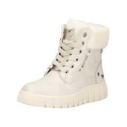 Mustang Shoes Damen Schn&uuml;rstiefelette "Mustang Shoes Stiefelette Lederimitat/Textil", Gr. 36cream, Lederimitat, Textil, Schuhe