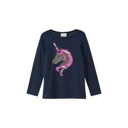 s.Oliver JUNIOR M&auml;dchen Langarmshirtdunkelblau, Gr. 140, bedruckt, Jersey, Obermaterial: 100% Baumwolle, Shirts